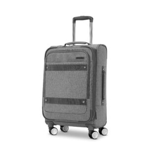 american tourister whim softside expandable luggage with spinners, dove grey, carry on