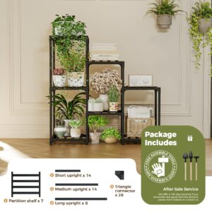 Bamworld Plant Stand Black Plant Shelf Indoor Plant Table for Multiple Plants 3 Tiers 7 Pots Ladder Plant Holder Table Plant Pot Stand for Window Garden Balcony Living Room