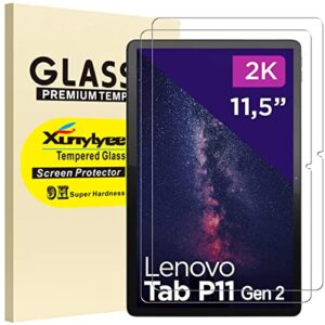 xunylyee [2 pack screen protector for lenovo tab p11 2nd gen 11.5 inch, easy installation tempered glass for lenovo tab p11 2nd gen tb-350fu/tb-350xc