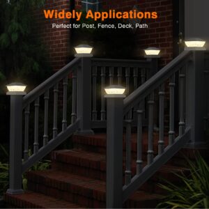 ENSLI 12 Pack Solar Post Cap Lights, 2 Mode Bright Solar Post Lights Outdoor Waterproof Fence Post Cap Lights, Outdoor Post Lights Solar Powered Deck Lights for 4x4 4.5x4.5 5x5 Posts in Garden Decor