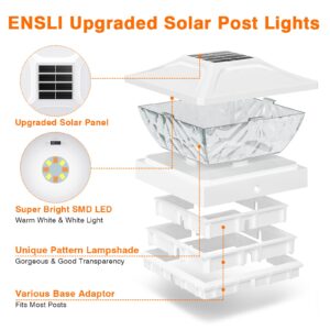 ENSLI 12 Pack Solar Post Cap Lights, 2 Mode Bright Solar Post Lights Outdoor Waterproof Fence Post Cap Lights, Outdoor Post Lights Solar Powered Deck Lights for 4x4 4.5x4.5 5x5 Posts in Garden Decor