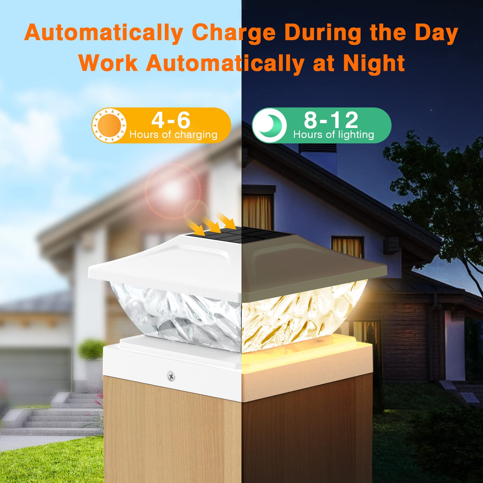 ENSLI 12 Pack Solar Post Cap Lights, 2 Mode Bright Solar Post Lights Outdoor Waterproof Fence Post Cap Lights, Outdoor Post Lights Solar Powered Deck Lights for 4x4 4.5x4.5 5x5 Posts in Garden Decor