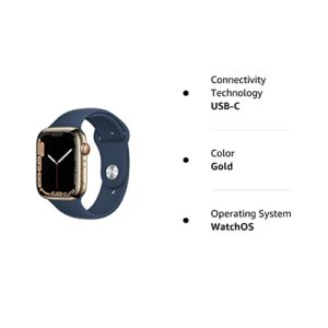 Apple Watch Series 7 (GPS + Cellular, 45MM) - Gold Stainless Steel Case with Abyss Blue Sport Band (Renewed)