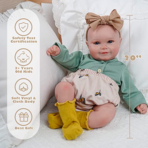 BABESIDE Reborn Baby Dolls, 20Inch Cute Soft Vinyl Realistic-Newborn Baby Dolls Poseable Real Life Lifelike Baby Dolls w/Doll Accessories for 3+ Year Old Girls