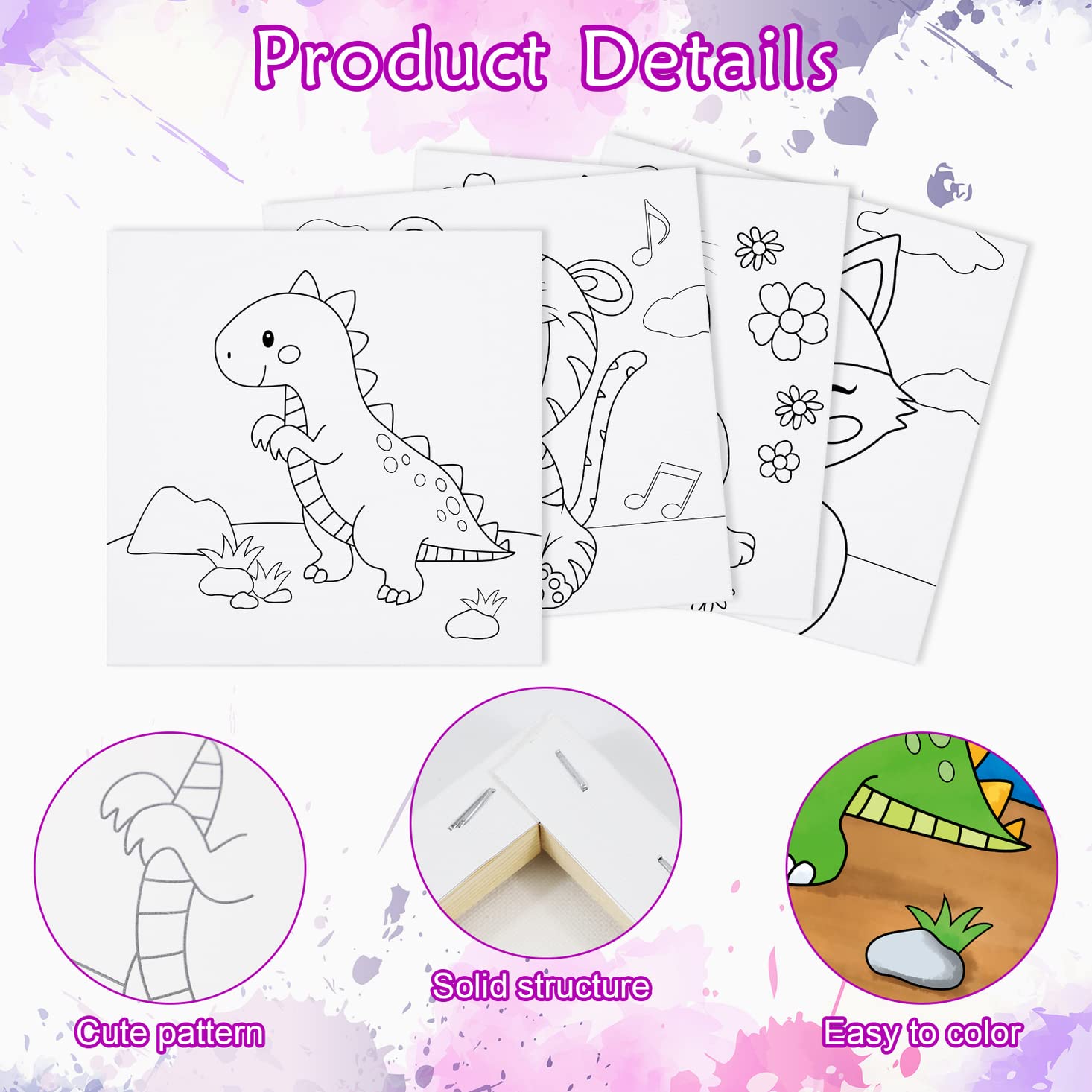 8 Pack Pre Drawn Canvas for Painting, 8" X 8" Cute Animals Painting Canvas Bulk, Art Canvases for Painting for Kids Students School Home, Easter Gifts