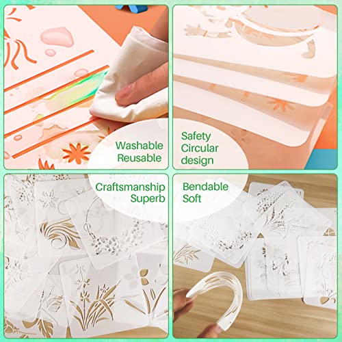 Stencils for Painting, 60pcs 3 Inch Reusable Samll Stencils for Crafts on Fabric Wood Wall Rock and Other Home Decor, Flower Stencils & Other Plant Stencils, Butterfly Stencils