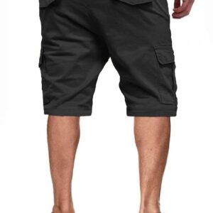 PIDOGYM Men's Casual Cargo Shorts, Waterproof Hiking Shorts Loose Fit Cargo Short with 6 Pockets Black