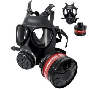 dadumk full face respirator mask, gas mask with 40mm activated carbon filter for spray paint, asbestos, fume, resin and organic vapor gas