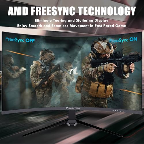 XGaming 27 Inch Curved Monitor 2K 165Hz 1500R, QHD 2560 x 1440p Gaming Computer Monitor, 16:9 HDMI Display, 1ms, FreeSync, 98% sRGB, Eye Care HDR PC Screen Built-in Speakers, VESA, Tilt Adjustable