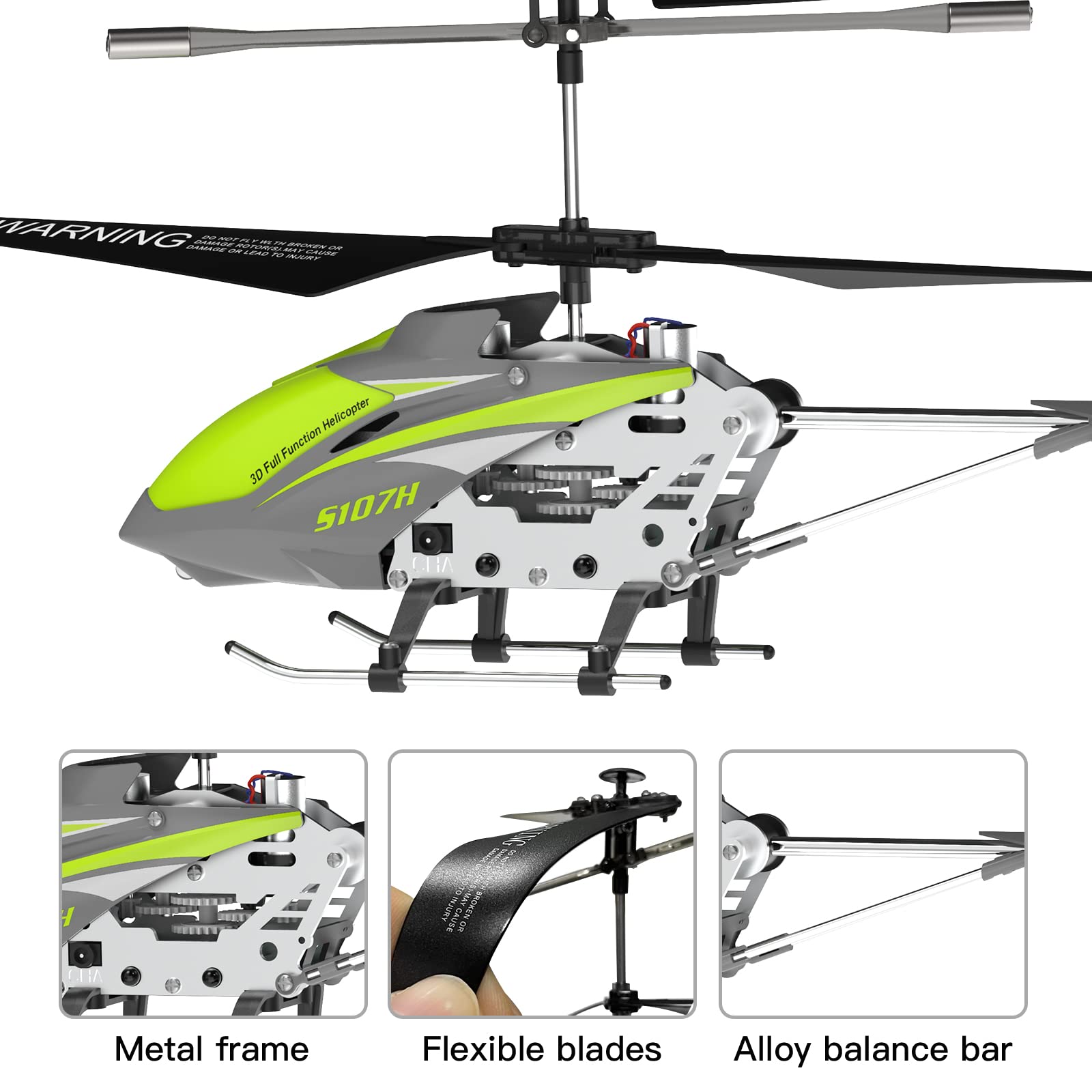 Cheerwing Remote Control Helicopter,SYMA S107H RC Helicopter with Altitude Hold, One Key Take Off/Landing,Mini Helicopter with Gyro for Adults Kids(Green)