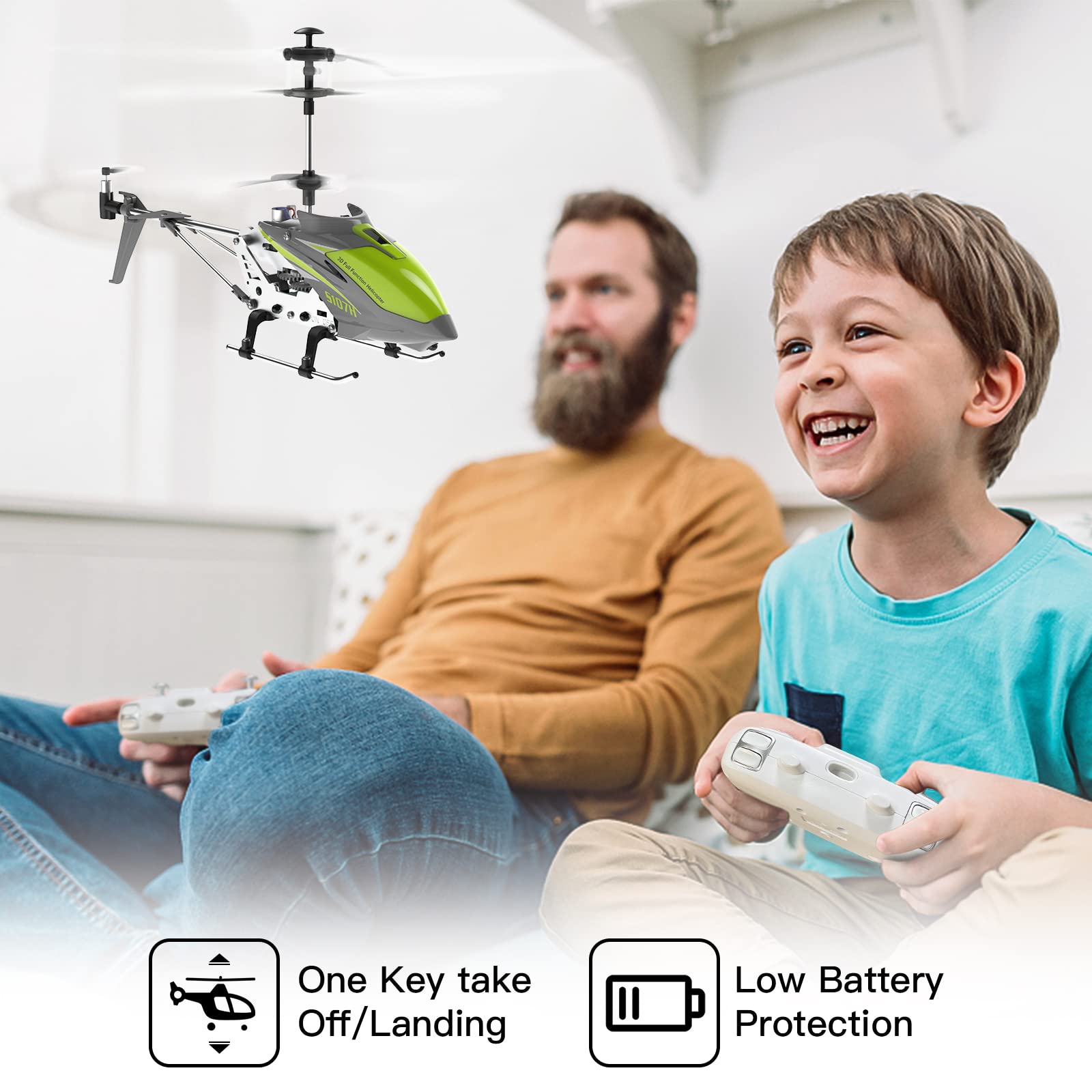 Cheerwing Remote Control Helicopter,SYMA S107H RC Helicopter with Altitude Hold, One Key Take Off/Landing,Mini Helicopter with Gyro for Adults Kids(Green)