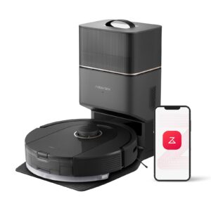 roborock s8+ robot vacuum, sonic mop with self-empty dock, stores up to 60-days of dust, auto lifting mop, ultrasonic carpet detection, 6000pa suction, black