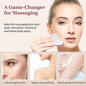 leiwo Stainless Steel Gua Sha and Face Roller Set, Facial Tool for Face Sculpting, Metal Skin Care, Massager for Women