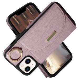 keallce case for iphone 13 6.1'' wallet case, flip leather case with 4 card holder, [stand ring holder kickstand] protective folio phone cover for women ladies compatible with iphone 13 2021 5g, pink