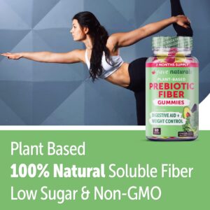 Yuve Prebiotic Fiber Gummies - Delicious - 3g Soluble Fiber Supplement - Supports Digestive Health & Regularity - Vegan & Gluten-Free Fiber Gummies for Adults & Kids - Non-GMO & Low Sugar - 60 Count