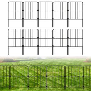 pinpon decorative garden fence 10 pack animal barrier fence 10ft(l) x 24in(h) rustproof metal wire section edging fencing panel for outdoor yard landscape patio, square