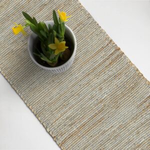 the home talk table runner 72 inches long decorative natural jute table runner for decorations, buffet, restaurants, wedding, parties, camping - light grey