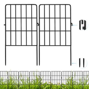 getlay decorative garden fence 24 pack, 24ft (l) x 24in (h) black square rustproof metal fence, animal barrier fence for small dog, outdoor flower bed landscape decor for yard