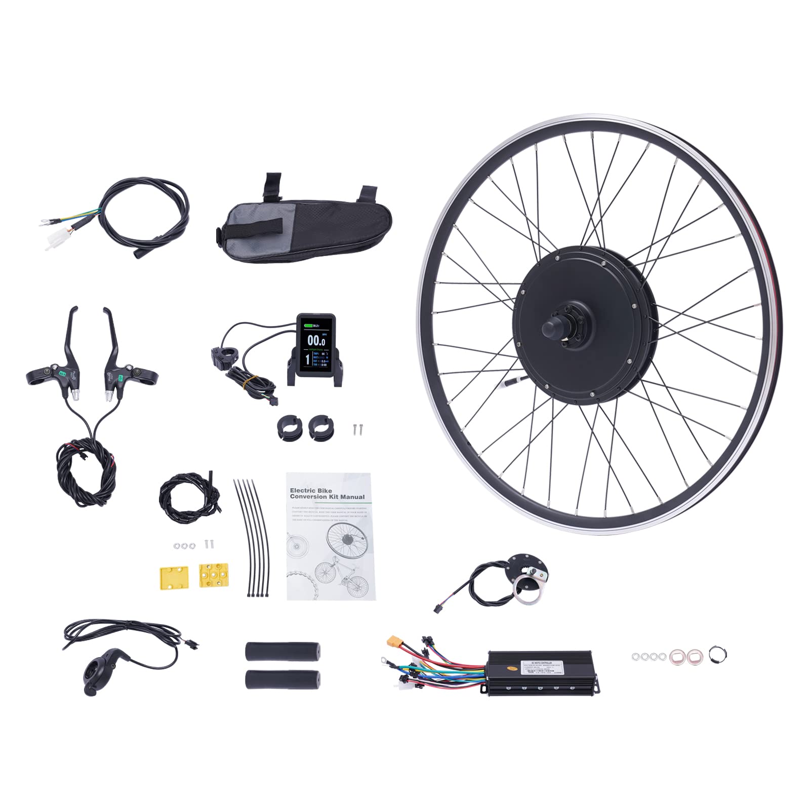 Electric Bicycle Motor Kit 48V 1000W Front Wheel Powerful Motor E-Bike Conversion Kit w/Display for 28"/ 29" and 700C Wheel of Bicycle