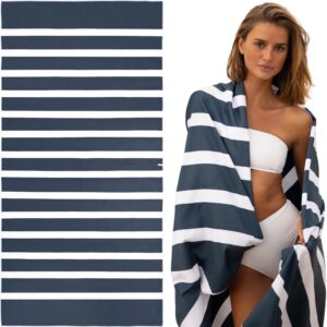 summersand microfiber beach towel extra large (79 x 39.5 in) - quick dry, sand free - compact and lightweight for travel - recycled materials - travel bag incl - oversized pool towel – deep blue