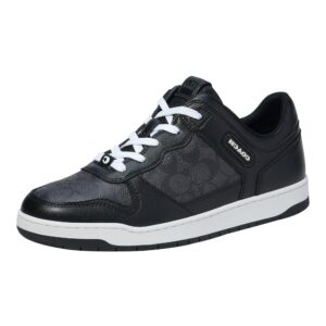 coach men's c201 signature sneaker, black, 10