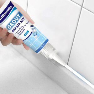 mallbaola grout repair kit, 2 pack white grout filler tubes, grout sealer bathroom shower kitchen floor tile, fast drying tile grout paint, restore and renew tile joints line, gaps, replace grout pen