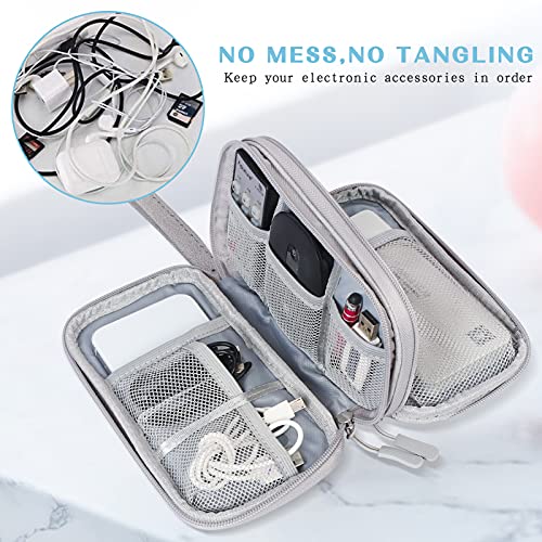 FYY Electronic Organizer, [2 PCs] Travel Cable Organizer Bag Electronic Accessories Carry Case Portable Waterproof Double Layers Storage Bag for Cable, Charger, Phone, Earphone, Small Size-Grey+Grey