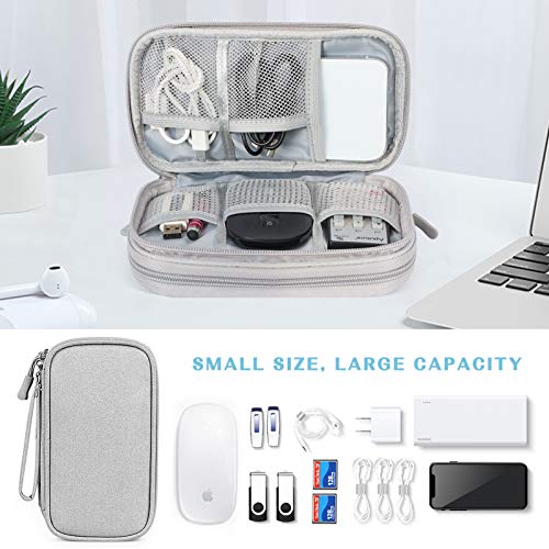 FYY Electronic Organizer, [2 PCs] Travel Cable Organizer Bag Electronic Accessories Carry Case Portable Waterproof Double Layers Storage Bag for Cable, Charger, Phone, Earphone, Small Size-Grey+Grey