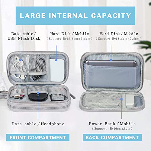 FYY Electronic Organizer, [2 PCs] Travel Cable Organizer Bag Electronic Accessories Carry Case Portable Waterproof Double Layers Storage Bag for Cable, Charger, Phone, Earphone, Small Size-Grey+Grey