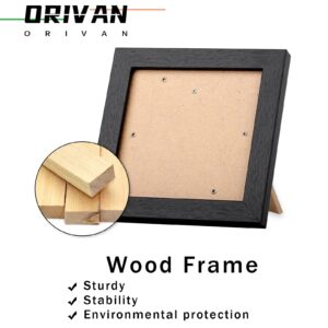 ORIVAN 5x5 Picture Frame Wood Display 5x5 Picture Distressed Black Square Photo Frame for Wall and Tabletop Decoration