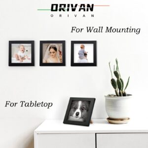 ORIVAN 5x5 Picture Frame Wood Display 5x5 Picture Distressed Black Square Photo Frame for Wall and Tabletop Decoration