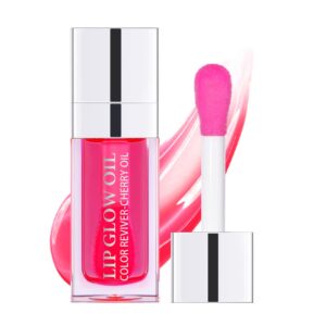 sokgo hydrating lip glow oil, plumping lip oil gloss, transparent lip balm, natural lip plumper gloss make lips fuller and moisturizing (cherry)