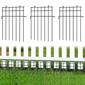 ousheng 1.5'' spacing animal barrier fence for dogs, 10 panels rustproof metal anti doggie digging garden border, under ground fencing bottom puppy blockers stakes for the yard, 17in (h) x 10ft (l)