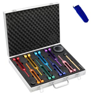 chakra tuning fork set, weighted tuning forks of 8 color,7 chakra and 1 soul purpose tuning forks for dna healing, sound therapy, yoga, meditation