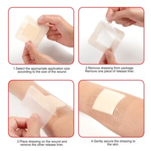 FRESINIDER Silicone Foam Dressing with Adhesive Border – Wound Dressing Bandage – Silicone Foam Pad – Pack of 10 – 3 x 3 Inches Large Waterproof Bandages – Self Adhesive Wound Care and Dressings