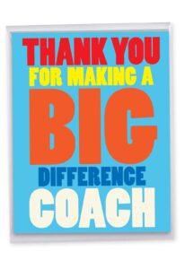 nobleworks - 1 jumbo coach thank you greeting card from us (8.5 x 11 inch) with envelope, team sports athlete, oversize note for school teacher - big difference coach j8159tyg-us