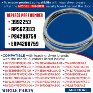 Whole Parts Internal Dryer Door Gasket Part# DC62-00339A - Replacement & Compatible with Some Samsung Dryers