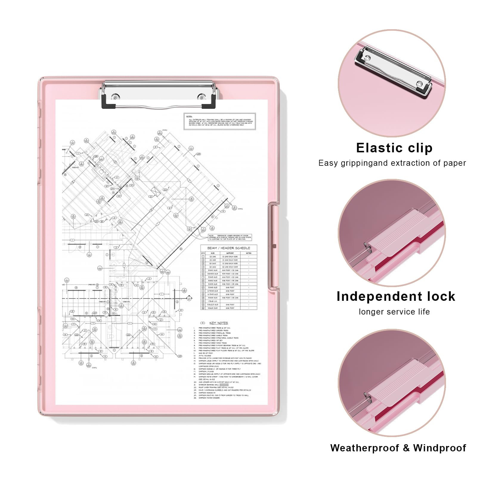 Hongri 8.5 x 11 Clipboard with Storage, Folder Nursing Clipboards Side Opening, Heavy Duty Clipboard with Dual Compartment Storage Box, Smooth Writing for Work, Office & School Supplies(Pink)