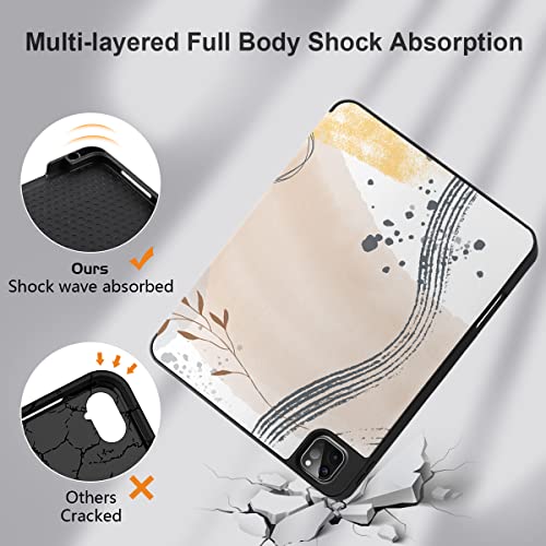 DONGKE for iPad Pro 11 Case 2022 2021 2020 with Pencil Holder, Slim Lightweight Full Body Protective Rugged Shockproof Auto Wake/Sleep Stand Cover Support 2nd Gen Pencil Charging, Abstract Doodle