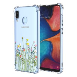 oeurvqo for galaxy a40 samsung a40 sm-a405f case clear floral flower pattern soft tpu shockproof bumper anti-scratch protective phone cover for samsung galaxy a40 (little wild flowers)