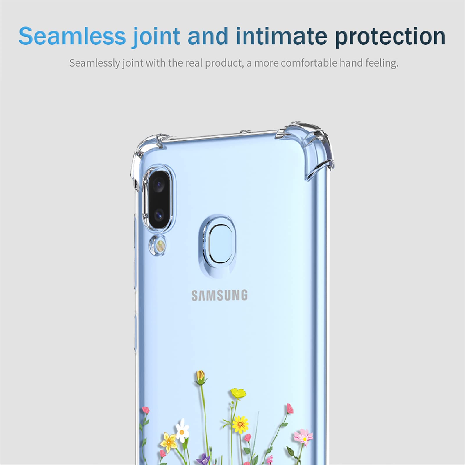 OEURVQO for Galaxy A40 Samsung A40 SM-A405F Case Clear Floral Flower Pattern Soft TPU Shockproof Bumper Anti-Scratch Protective Phone Cover for Samsung Galaxy A40 (Little Wild flowers)