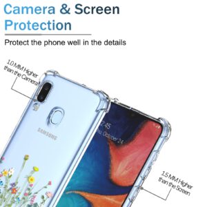 OEURVQO for Galaxy A40 Samsung A40 SM-A405F Case Clear Floral Flower Pattern Soft TPU Shockproof Bumper Anti-Scratch Protective Phone Cover for Samsung Galaxy A40 (Little Wild flowers)