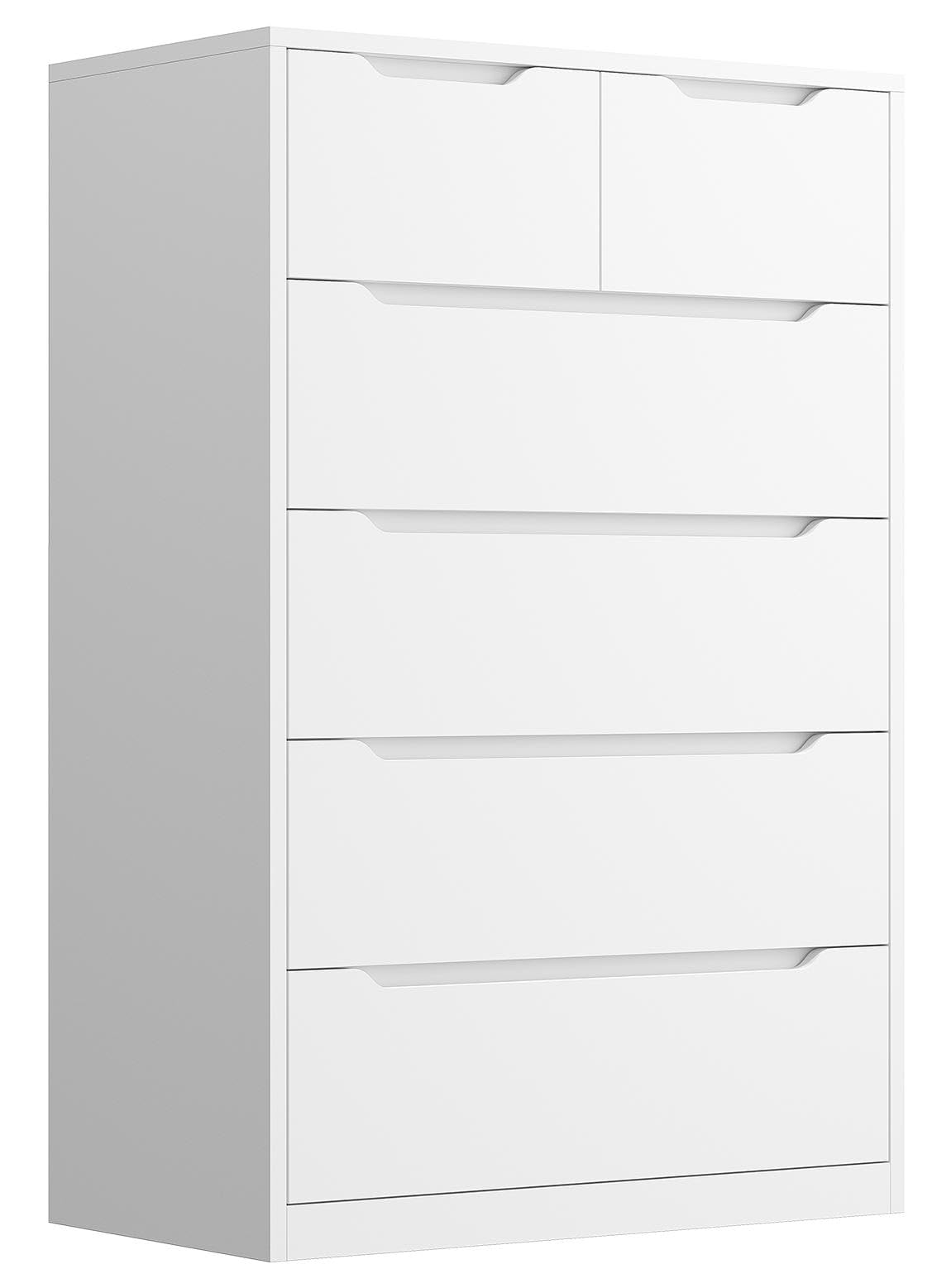 EnHomee Dresser, Dresser for Bedroom, White Dresser with 6 Wood Large Drawers, Dressers & Chests of Drawers with Large Organizer, Tall dresser with Smooth Metal Rail, White