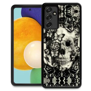 zhegailian compatible with samsung galaxy a14 5g case,victorian gothic lace skull back pattern design samsung galaxy a14 5g soft silicone tpu anti-drop anti-slip protective case