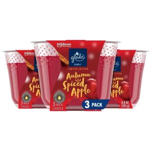 glade candle autumn spiced apple, fragrance candle infused with essential oils, air freshener candle, limited edition scent, 3-wick candle, 6.8 oz, 3 count