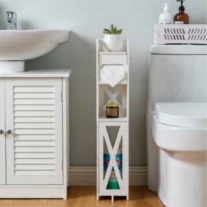 j jinxiamu small bathroom storage,bathroom storage cabinet with toilet paper holder insert,bathroom stand for small space,white (30''h, pure white)