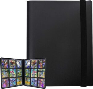 9 pocket trading card binder holder, card collection binder, sports cards binder sleeves for tcg, mtg, yugioh, trading card storage protection - 30 pages - put up to 540 cards (black)