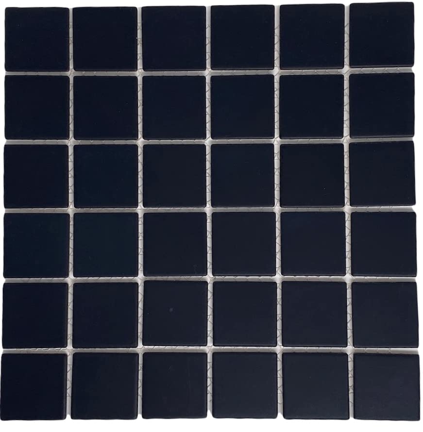 Tenedos Porcelain Premium Quality 2x2 Square Matte Mosaic Floor Wall Tile for Bathroom Shower, Kitchen Backsplash, Accent Decor on 12x12 Sheet (1 Sheet) (Black)