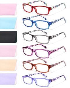 gaoye reading glasses for women, 6 pack fashion readers for women men spring hinge eye glasses, blue light reading glasses anti eyestrain