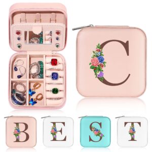 yesteel travel jewelry case jewelry box jewelry organizer, travel essentials travel accessories, birthday gifts for women mom grandma initial c